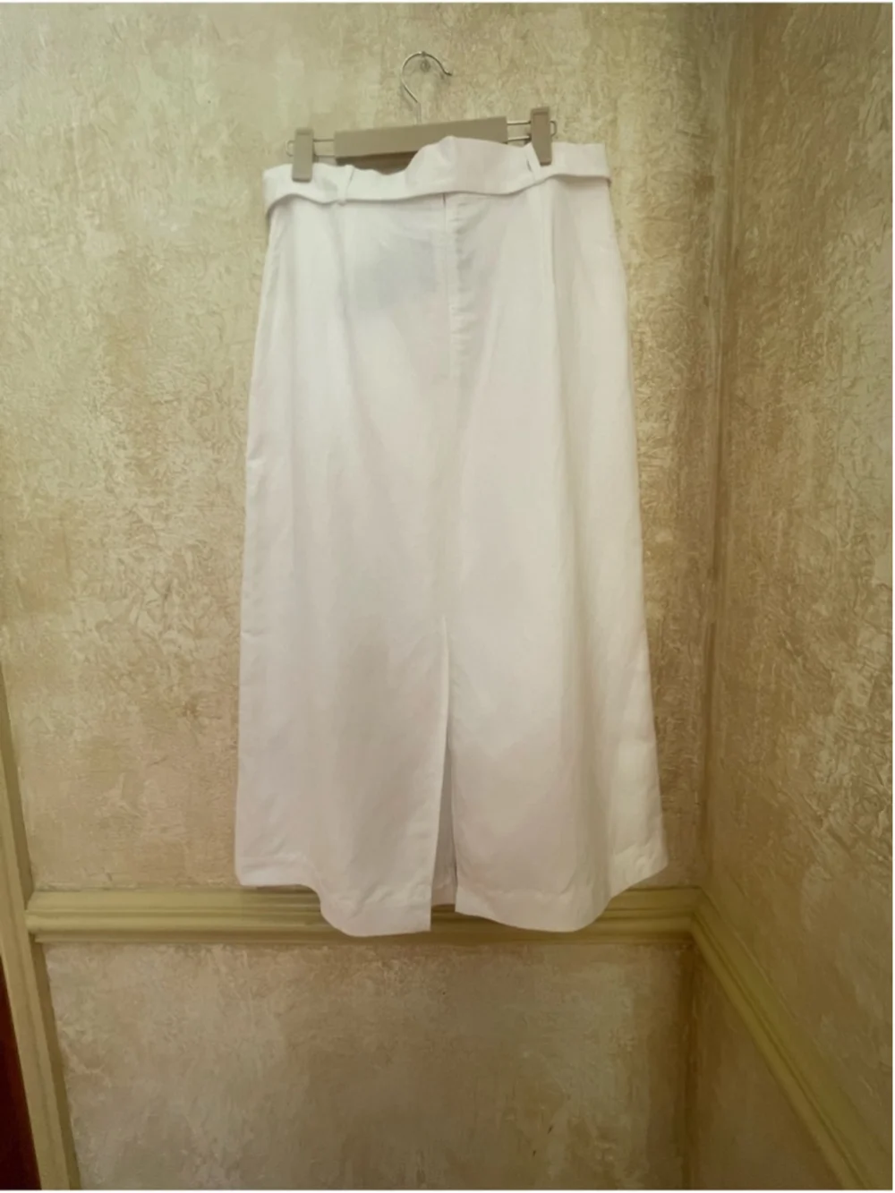 Massimo Dutti | Skirts | Massimo Dutti White Linen Blend Belted Midi ...